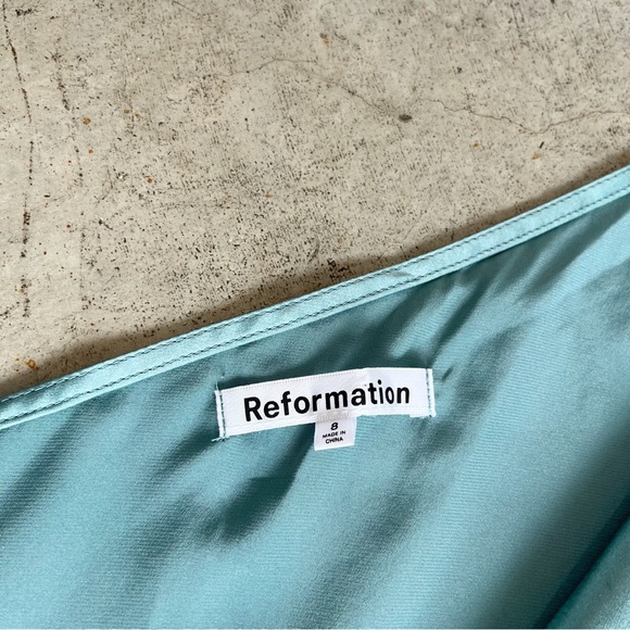 Reformation | Dresses | Reformation Nwt Alanis Silk Dress In Verdigris ...